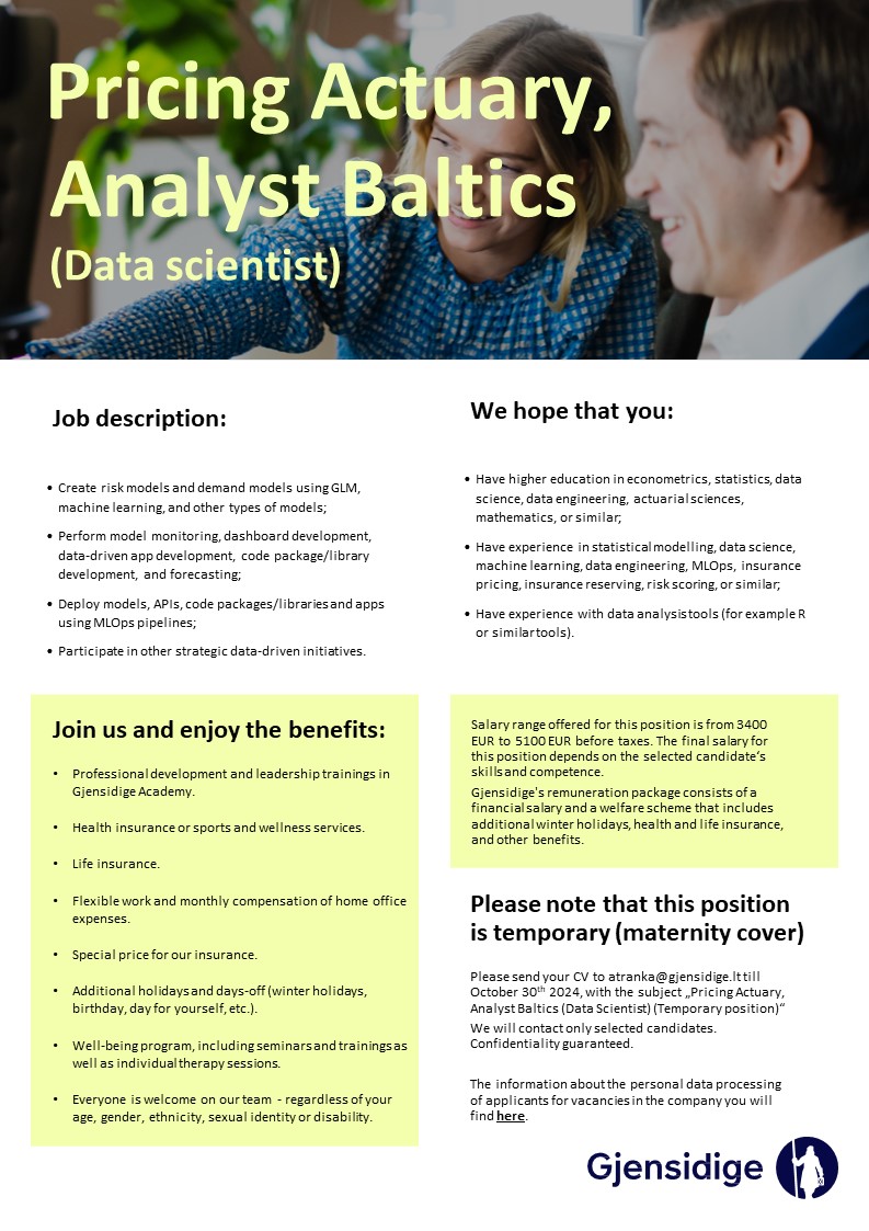 Pricing Actuary, Analyst Baltics